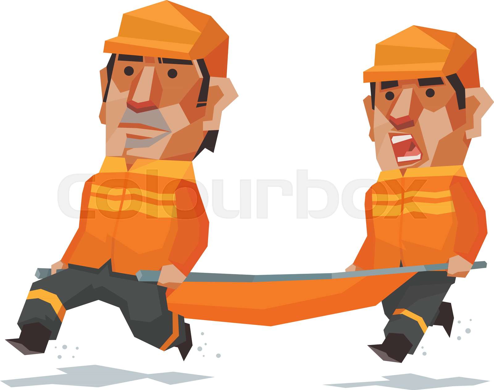 The rescue team run, Cartoon vector illustration. | Stock vector ...