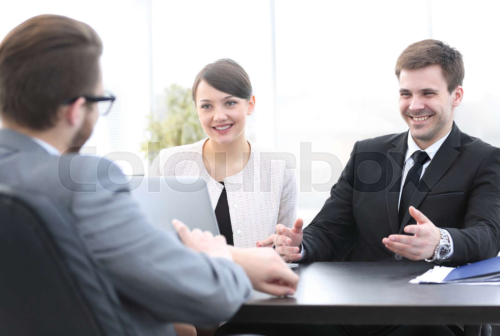 employees communicate with the customer in the office | Stock image ...