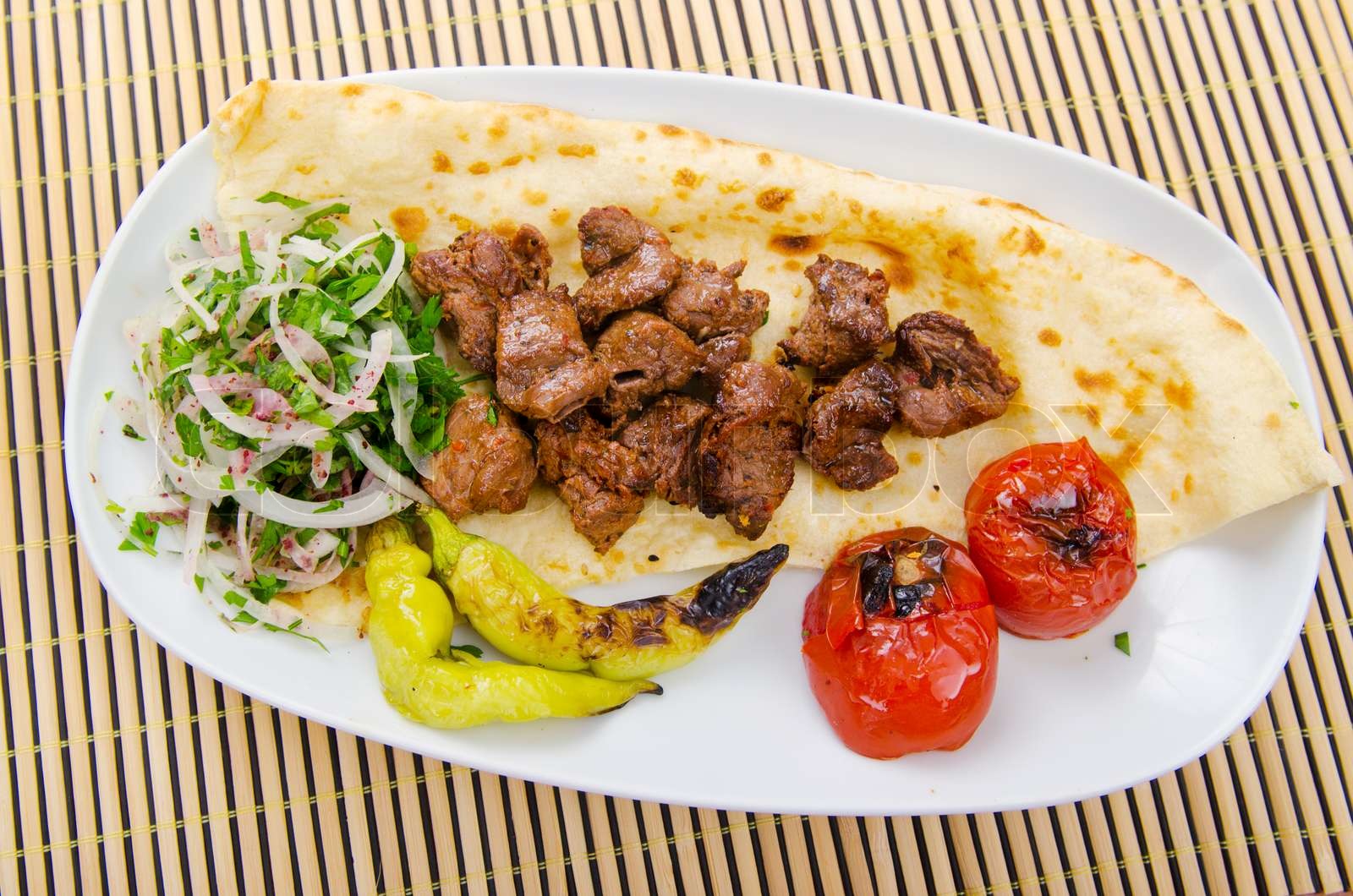 Kebab served in the plate | Stock image | Colourbox