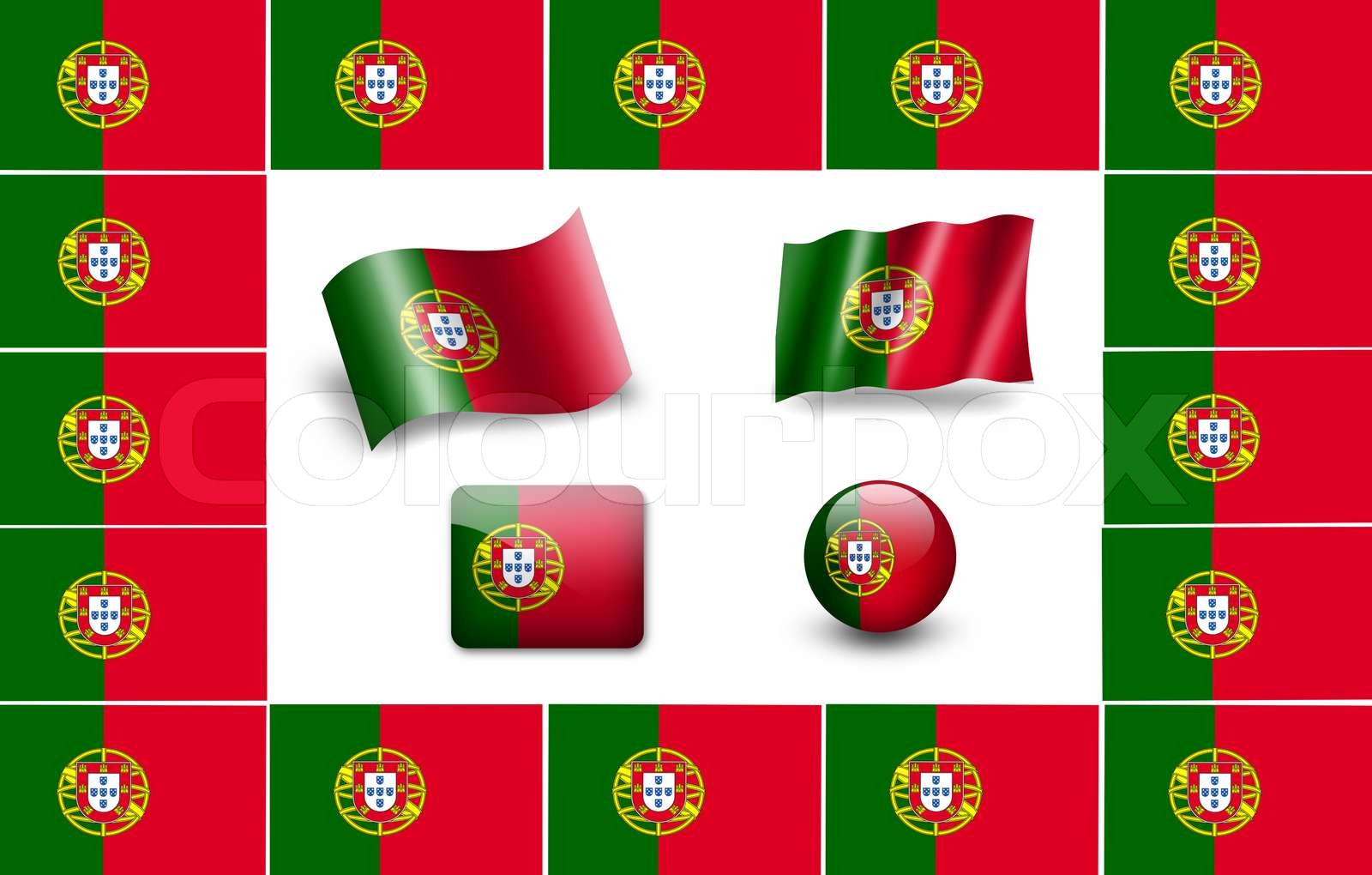 Flag of Portugal ikon sæt flag ramme | Stock foto | Colourbox