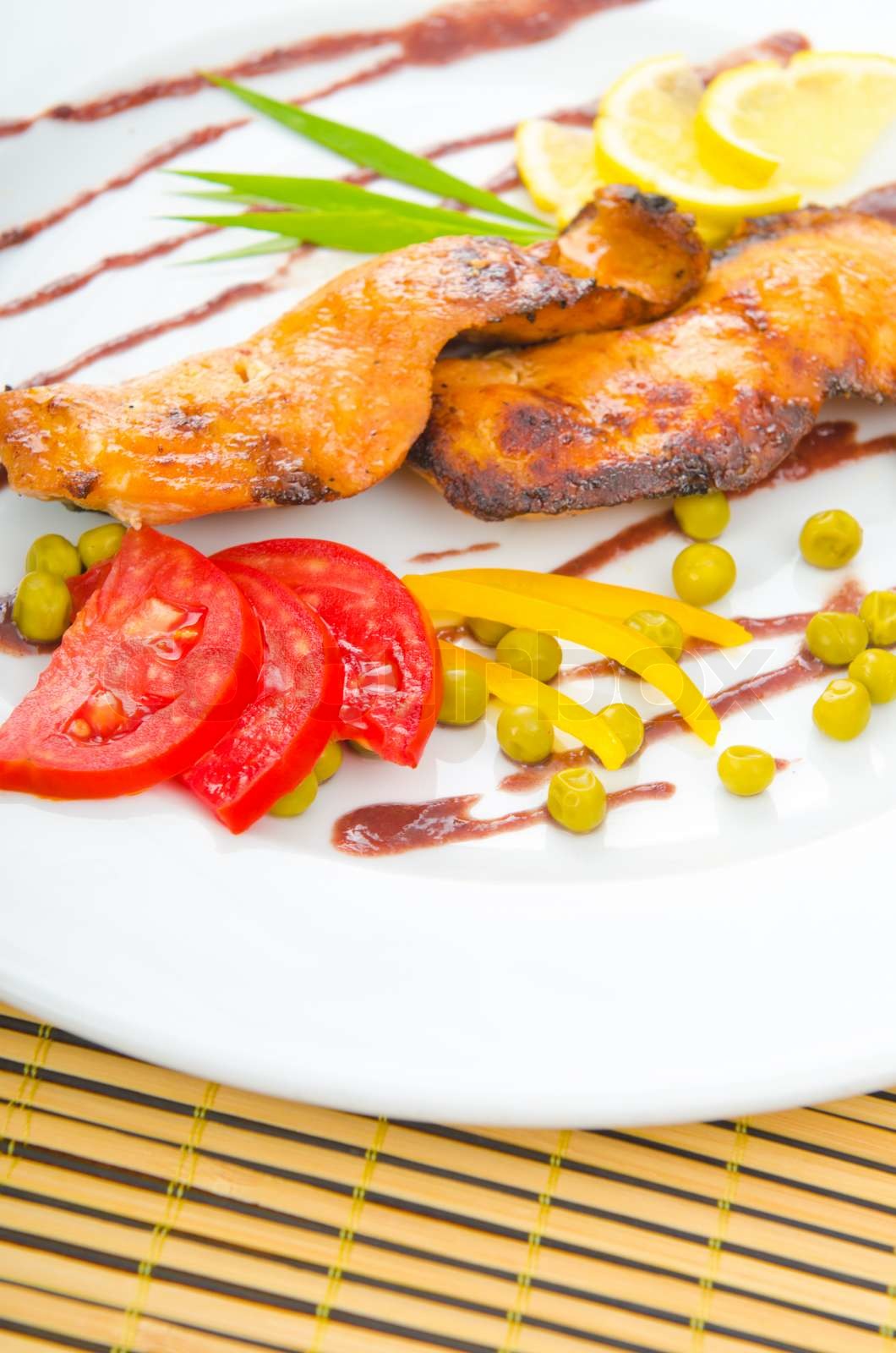 Fish fried and served in the plate | Stock image | Colourbox