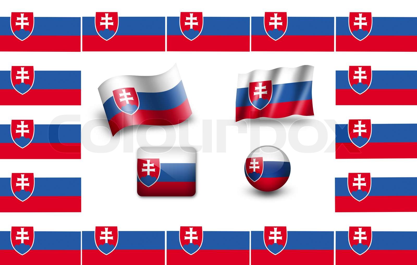 Flag of Slovakiet ikon sæt flag ramme | Stock foto | Colourbox