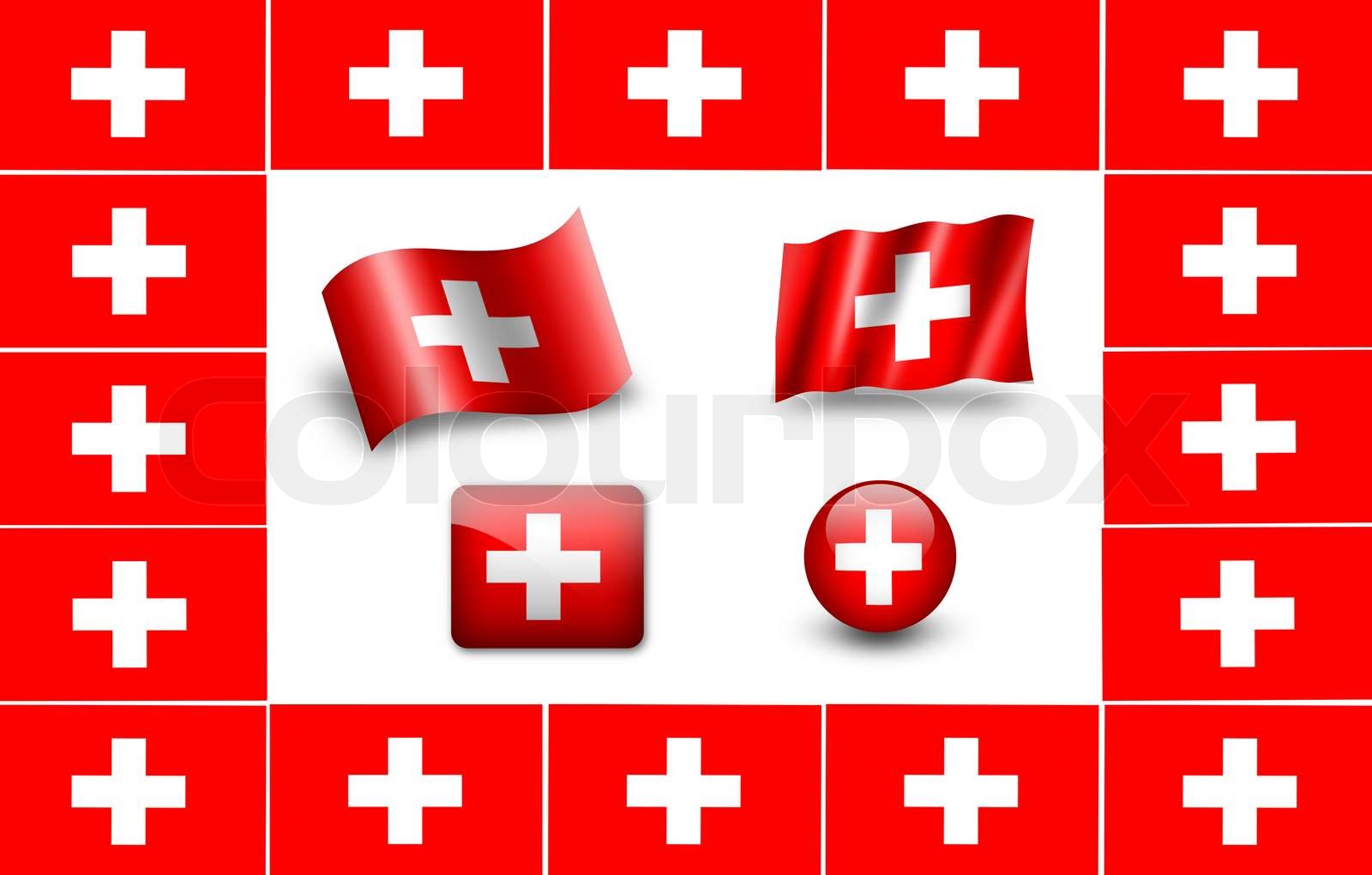 Flag of Switzerland icon set flags frame | Stock image | Colourbox