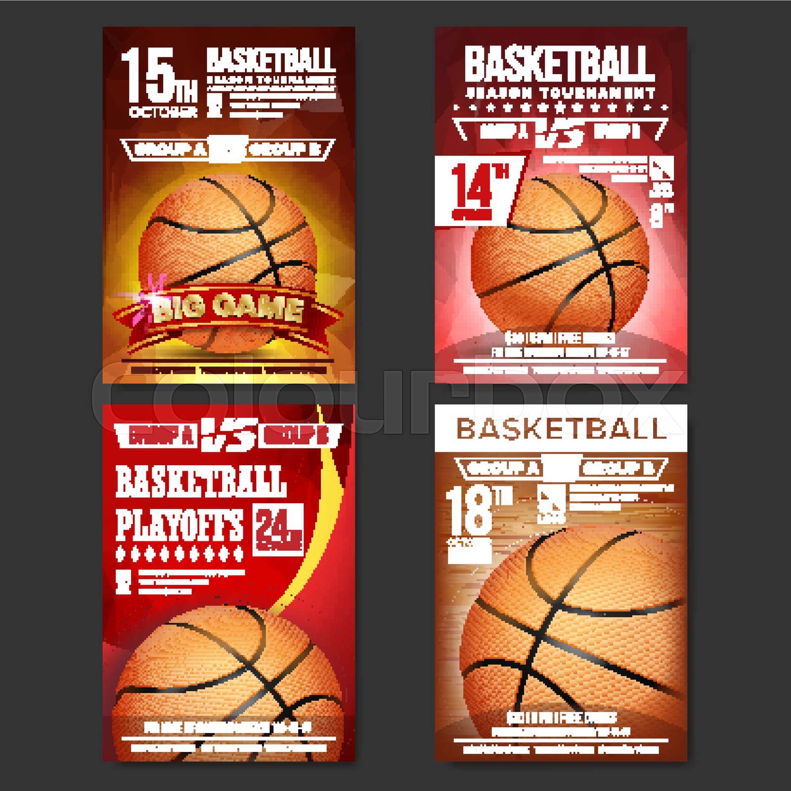 Basketball Poster Set Vector. Design For Sport Bar Promotion ...