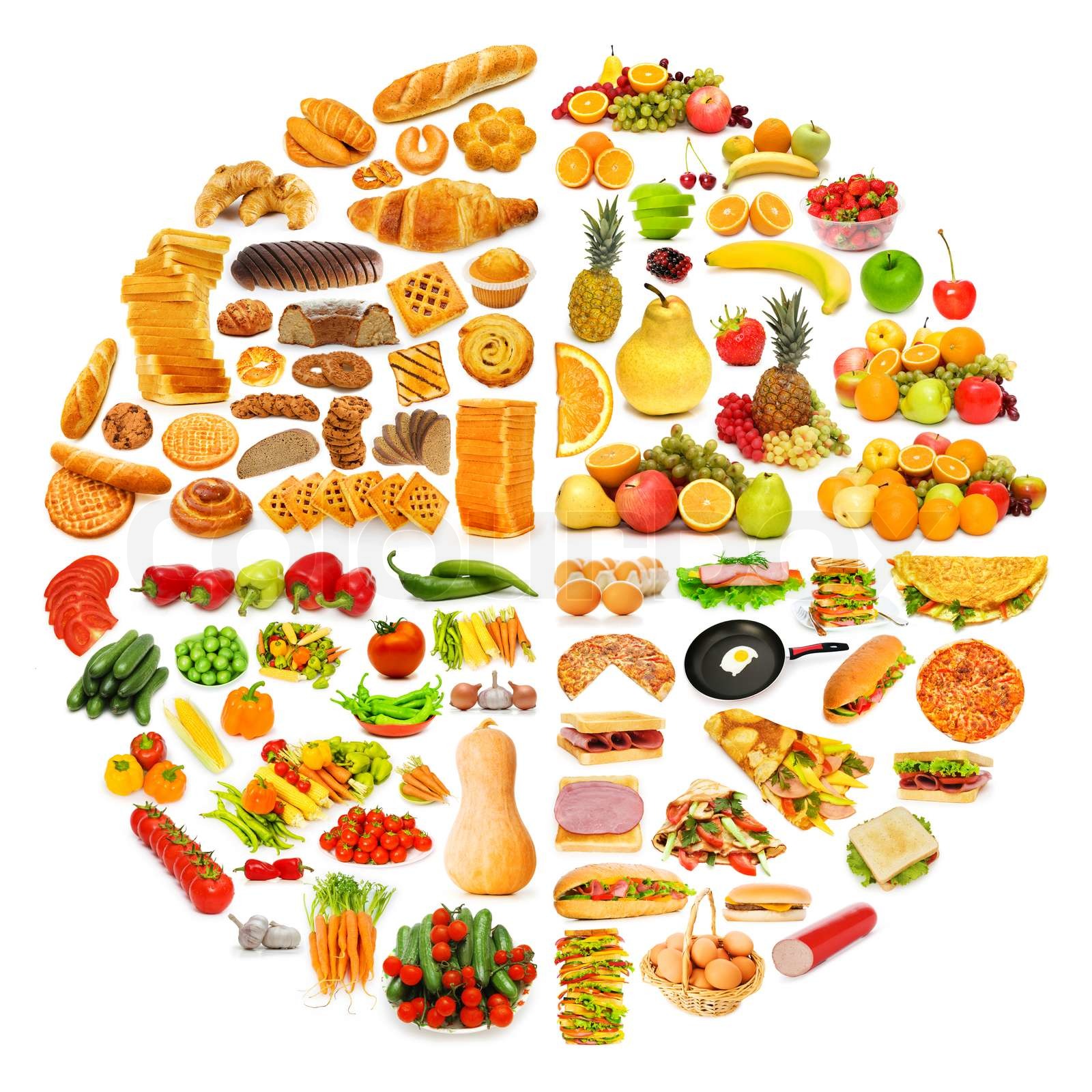 Circle with lots of food items | Stock image | Colourbox