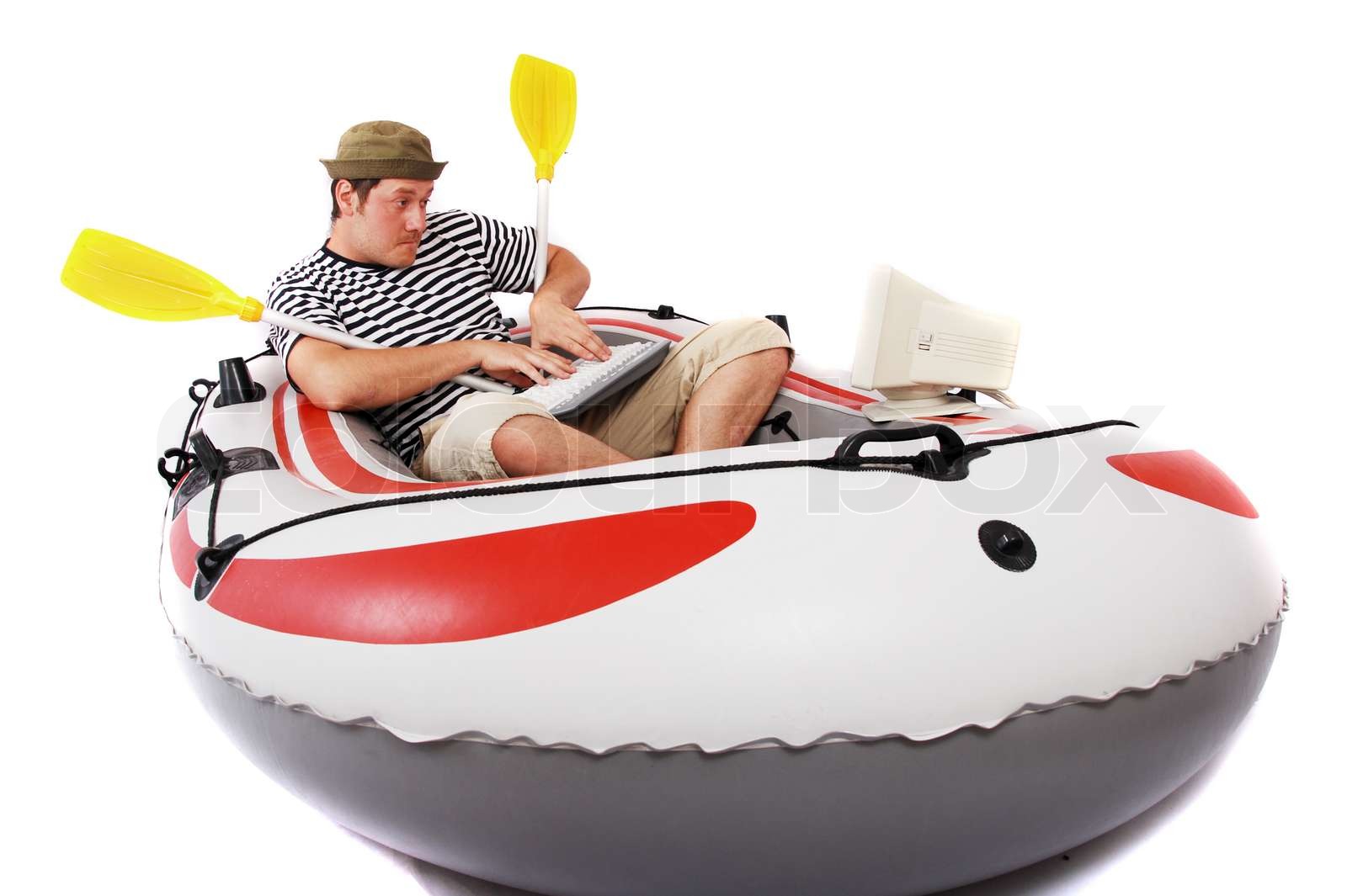 sailor in the rubber boat | Stock image | Colourbox