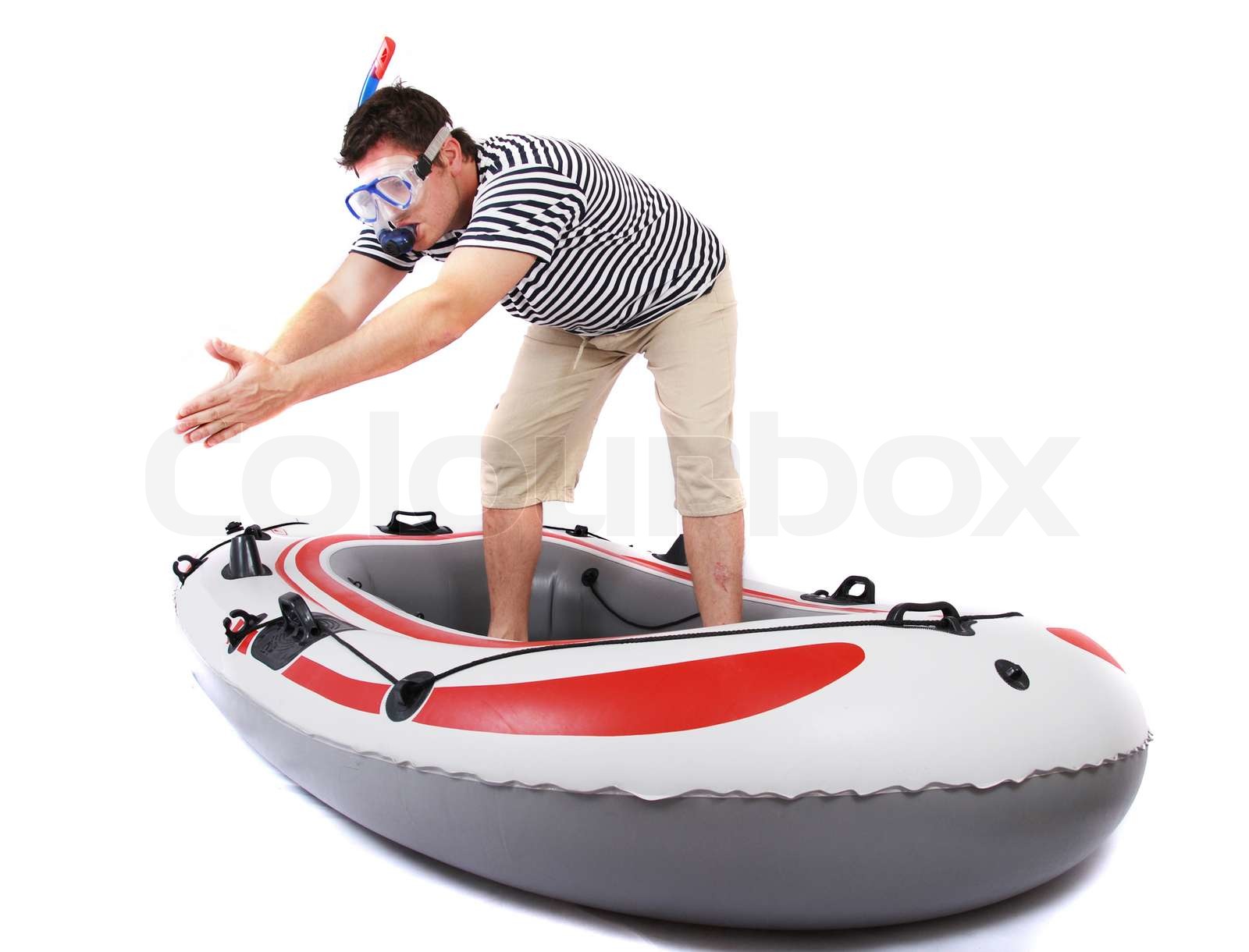 sailor in the rubber boat | Stock image | Colourbox