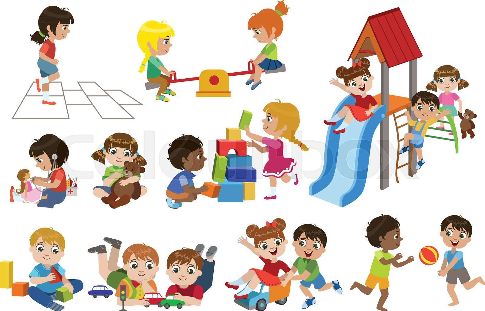 spil, børn, legeplads | Stock vektor | Colourbox