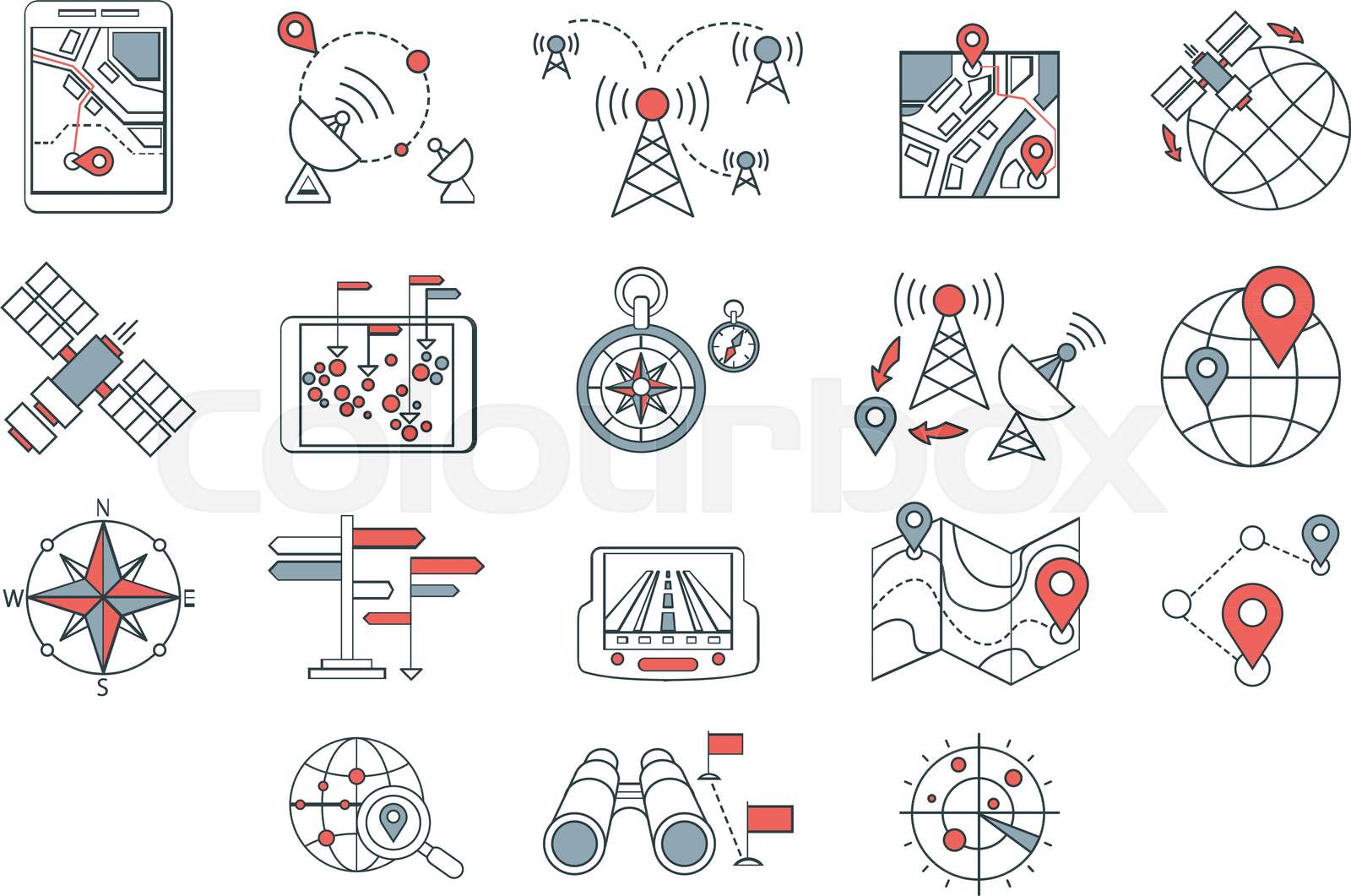Different navigation icons set with rounded corners. Design elements ...
