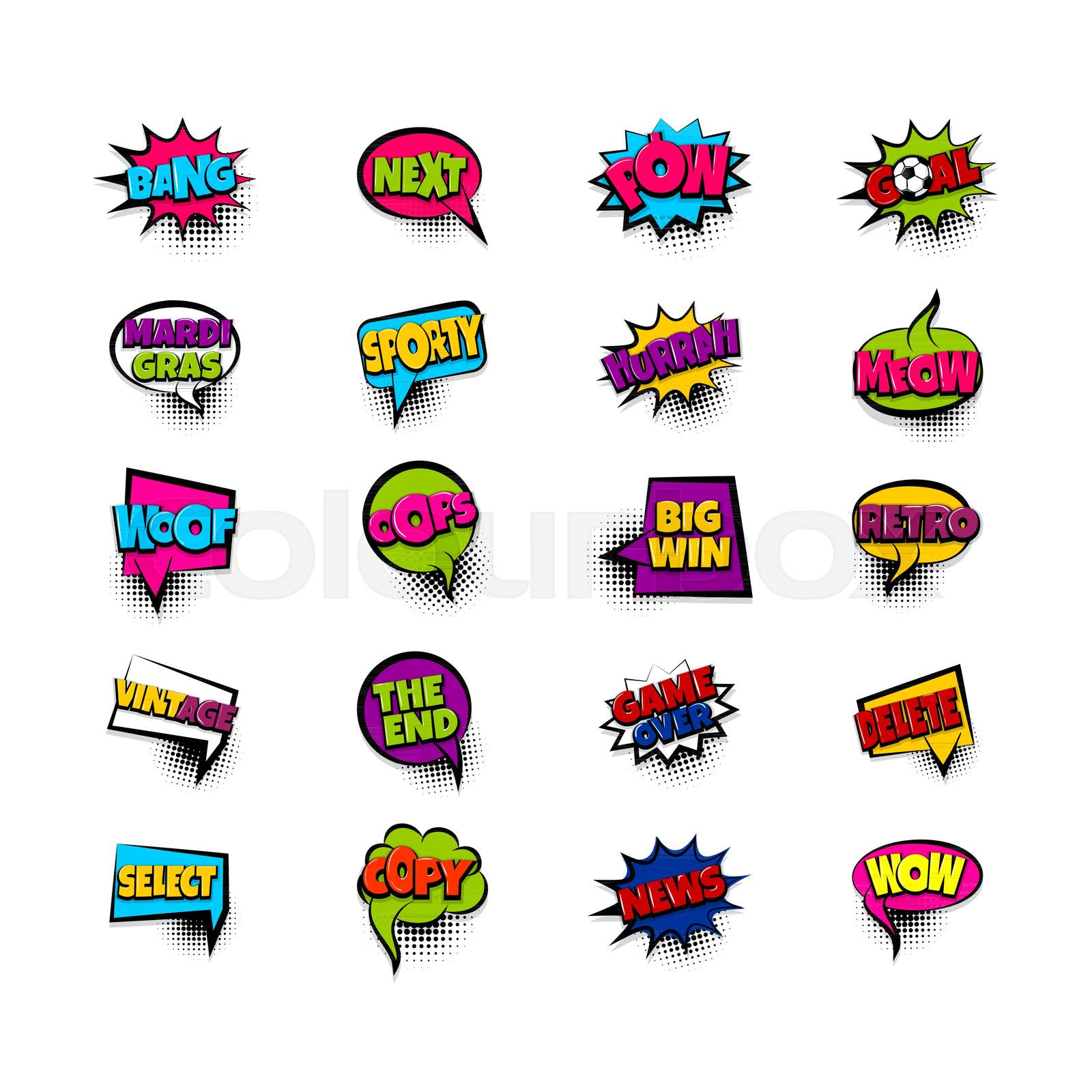 Pop art comic text phrase set collection | Stock vector | Colourbox