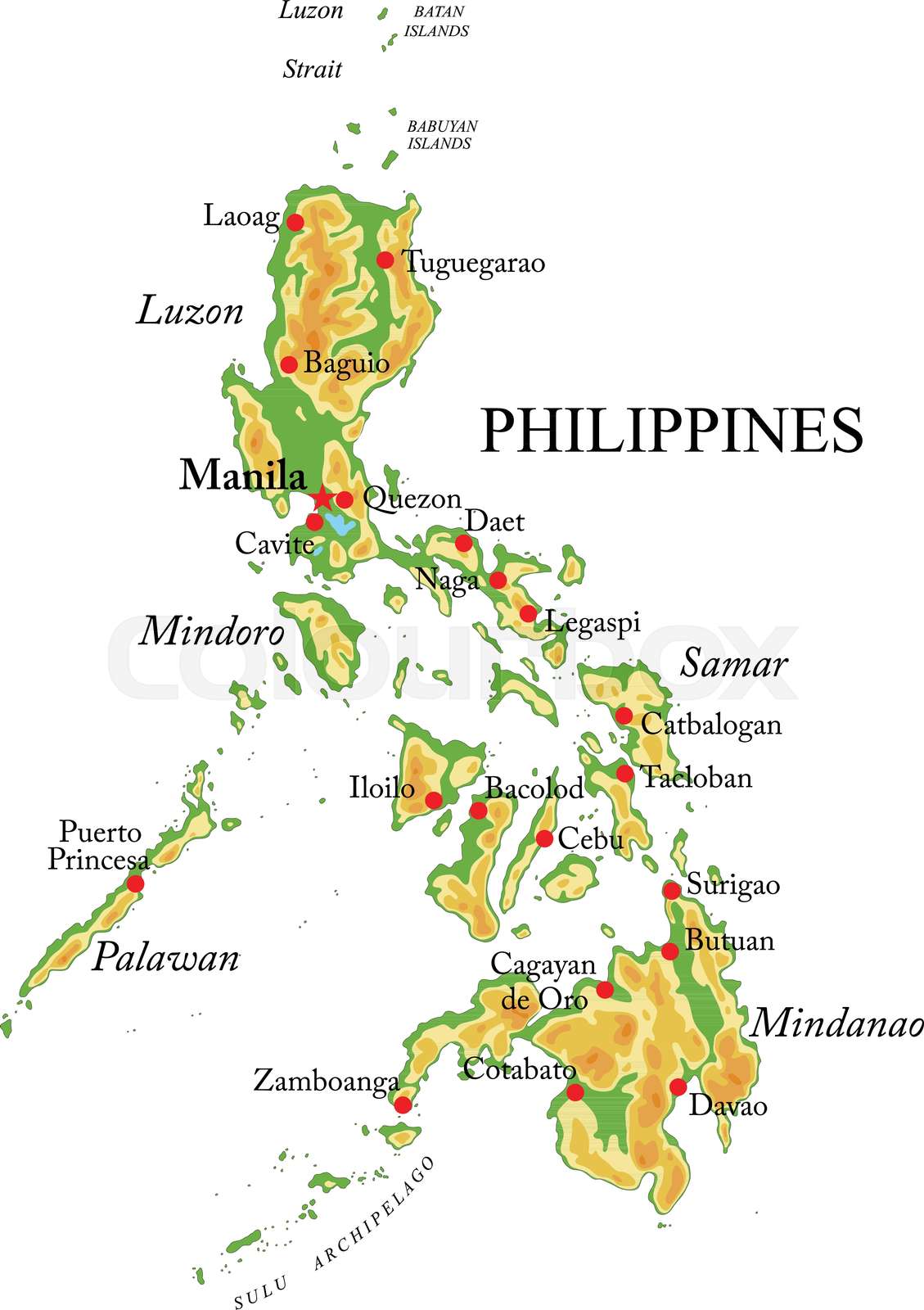 Philippines relief map | Stock vector | Colourbox