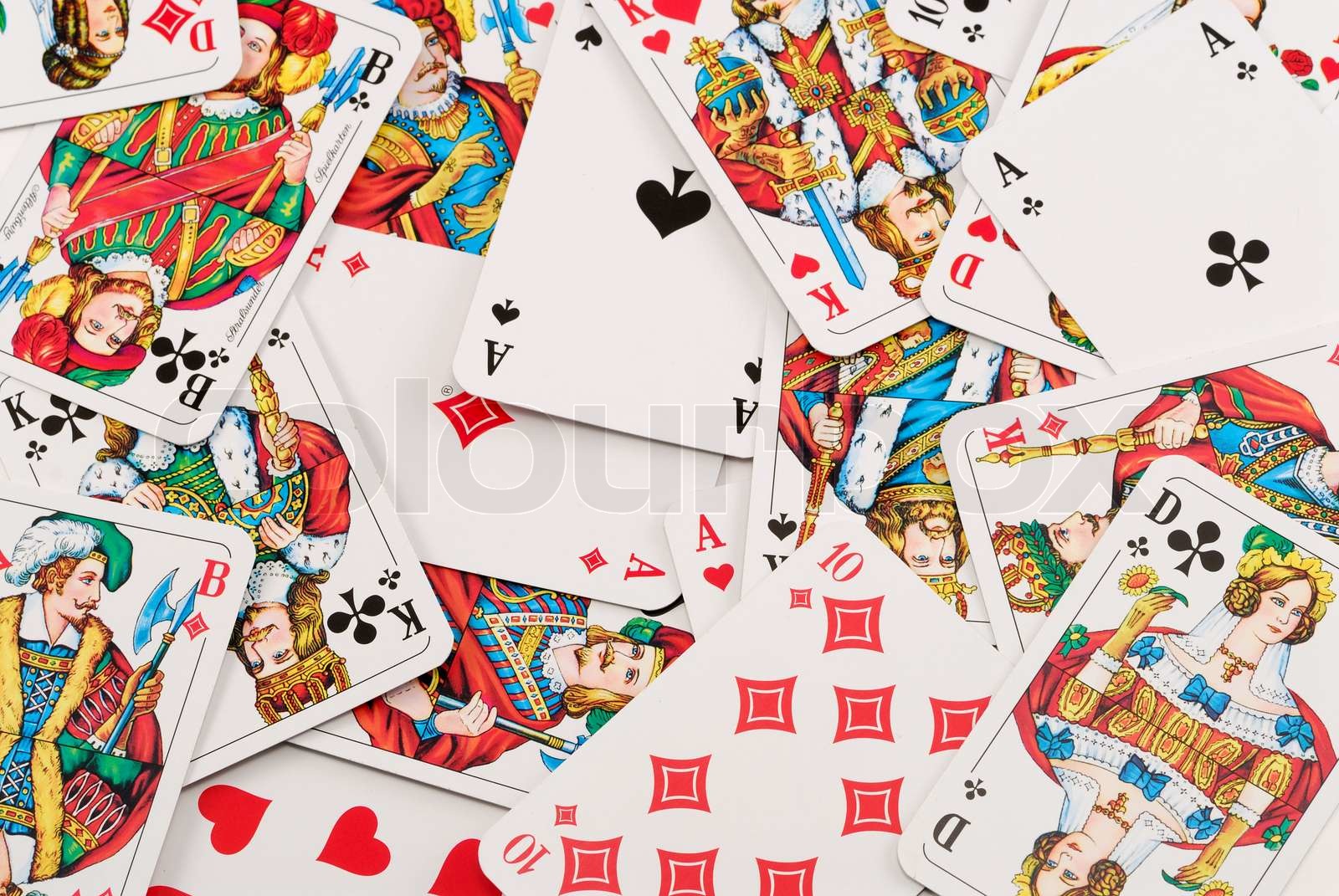 Scattered deck of playing cards | Stock image | Colourbox