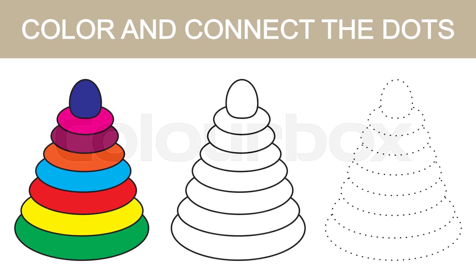 Color and connect the dots image of children’s pyramid. Vector | Stock ...