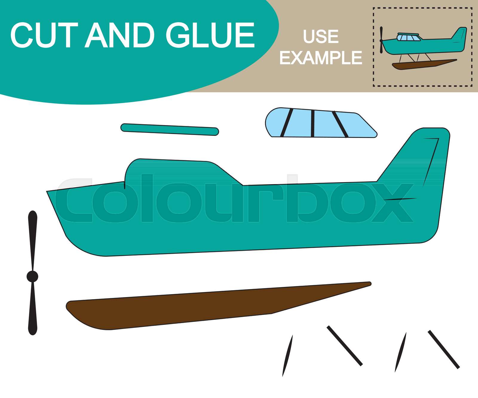 Cut and glue to create image of seaplane (air transport). Educational ...