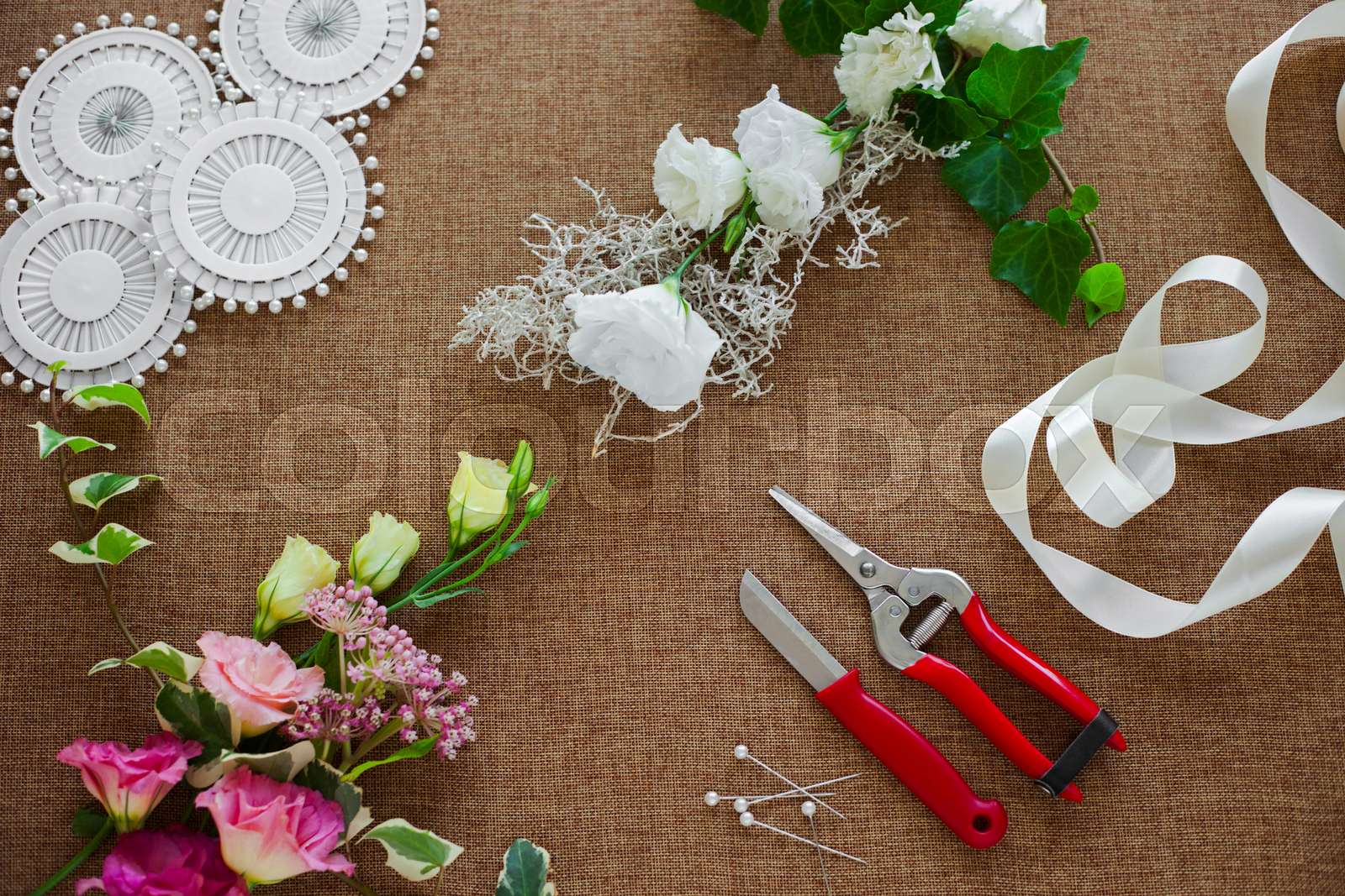 Florist workplace. Tools and accessories. | Stock image | Colourbox