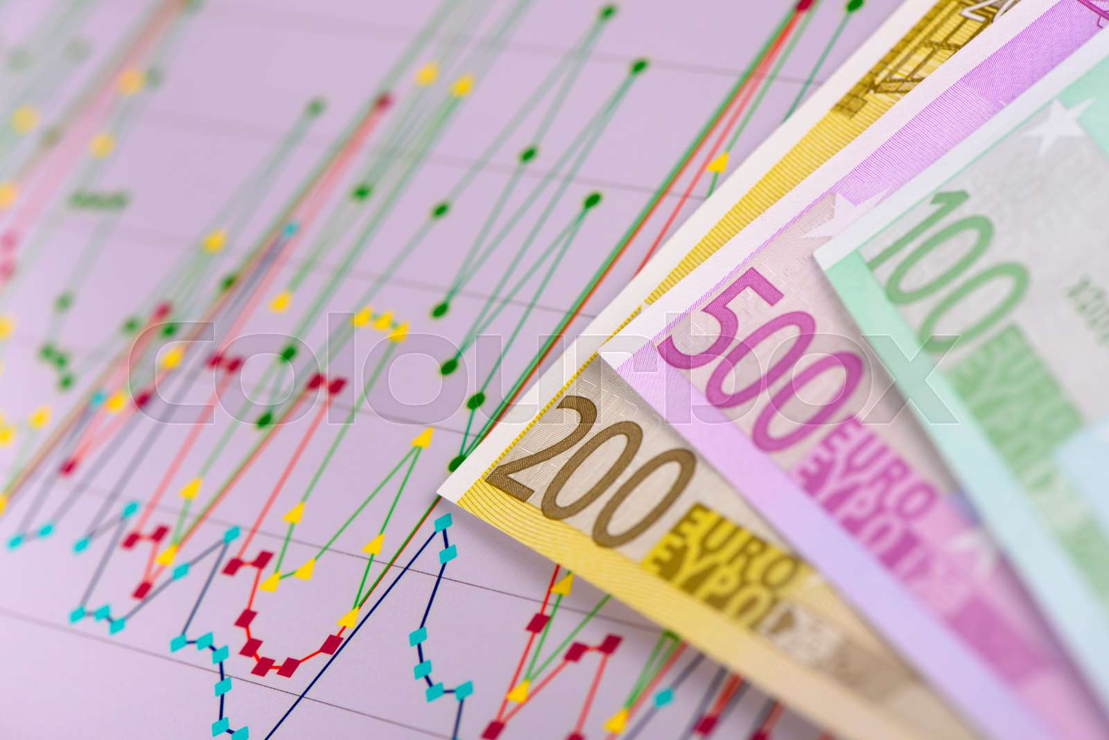 Finanzen, Geldanlage mit Chart und Börse | Stock Bild | Colourbox