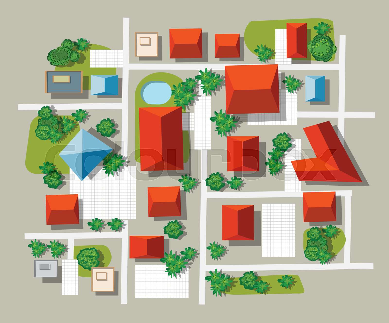 Top view city of map | Stock vector | Colourbox