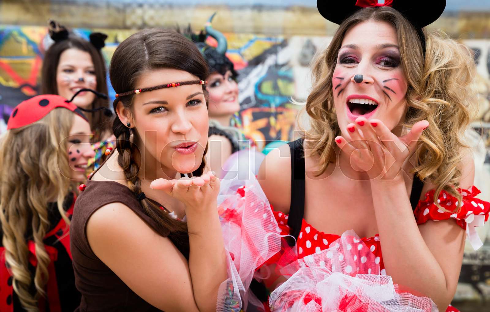 Girls on Rose Monday celebrating German Fasching Carnival | Stock image ...