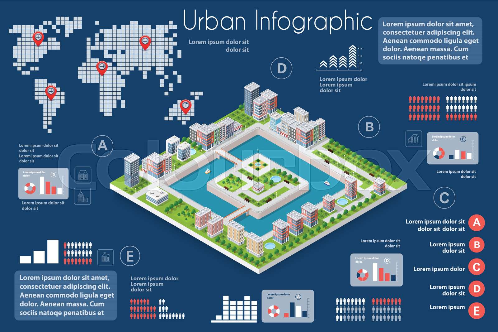 City infographics of the town with houses | Stock vector | Colourbox