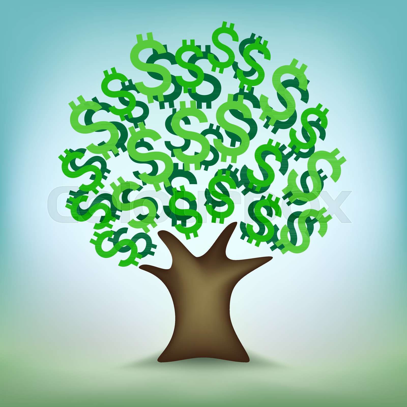 green dollar leaves money tree | Stock vector | Colourbox
