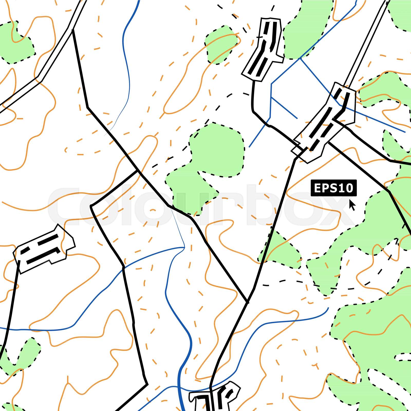 Topographic Map Background Concept With Roads, Forests, Settlements ...