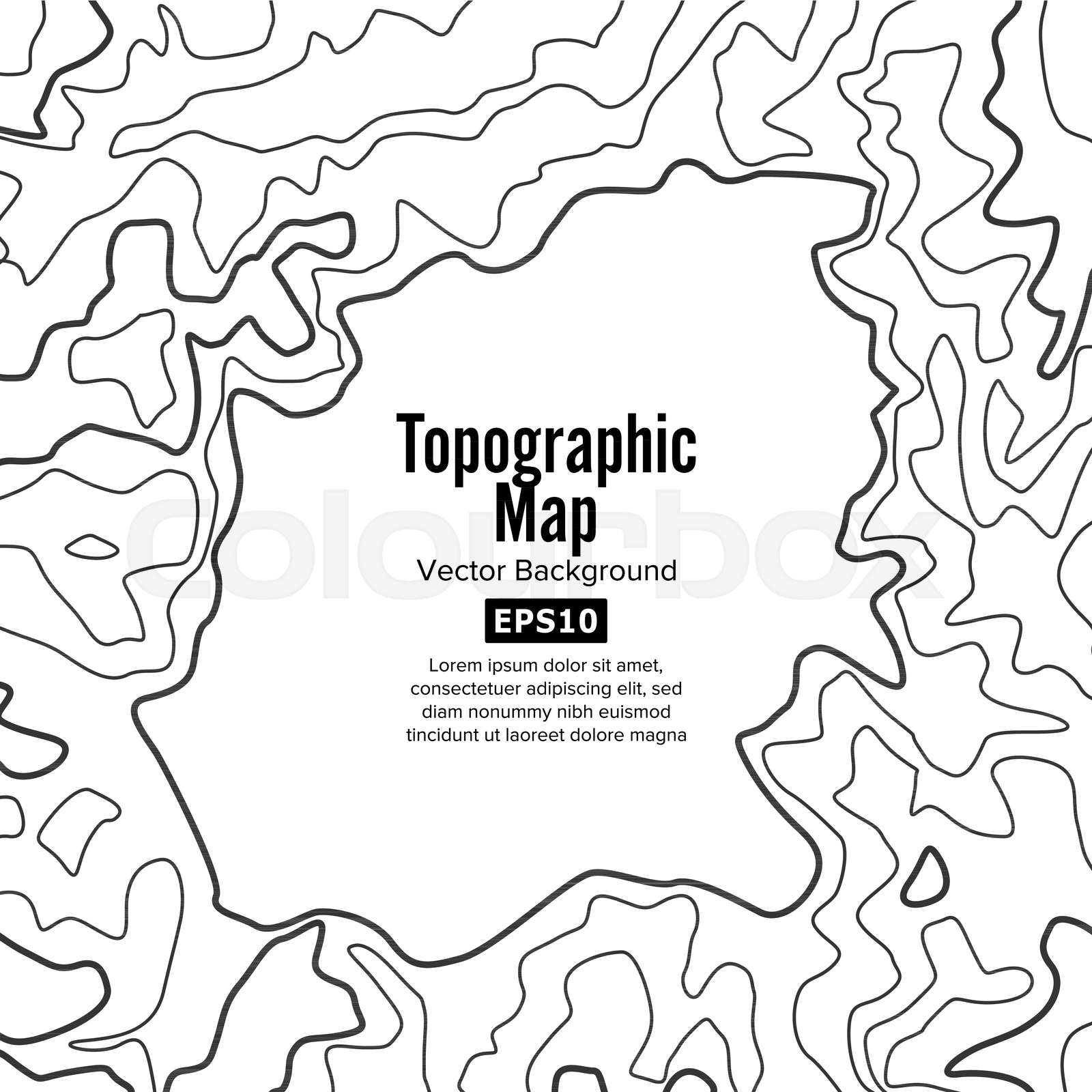 Contour Topographic Map Vector. Geography Wavy Backdrop. Cartography ...