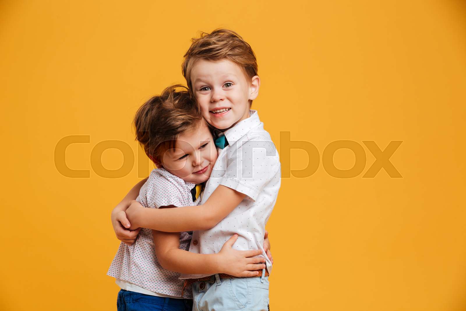 Happy little children brothers isolated | Stock image | Colourbox