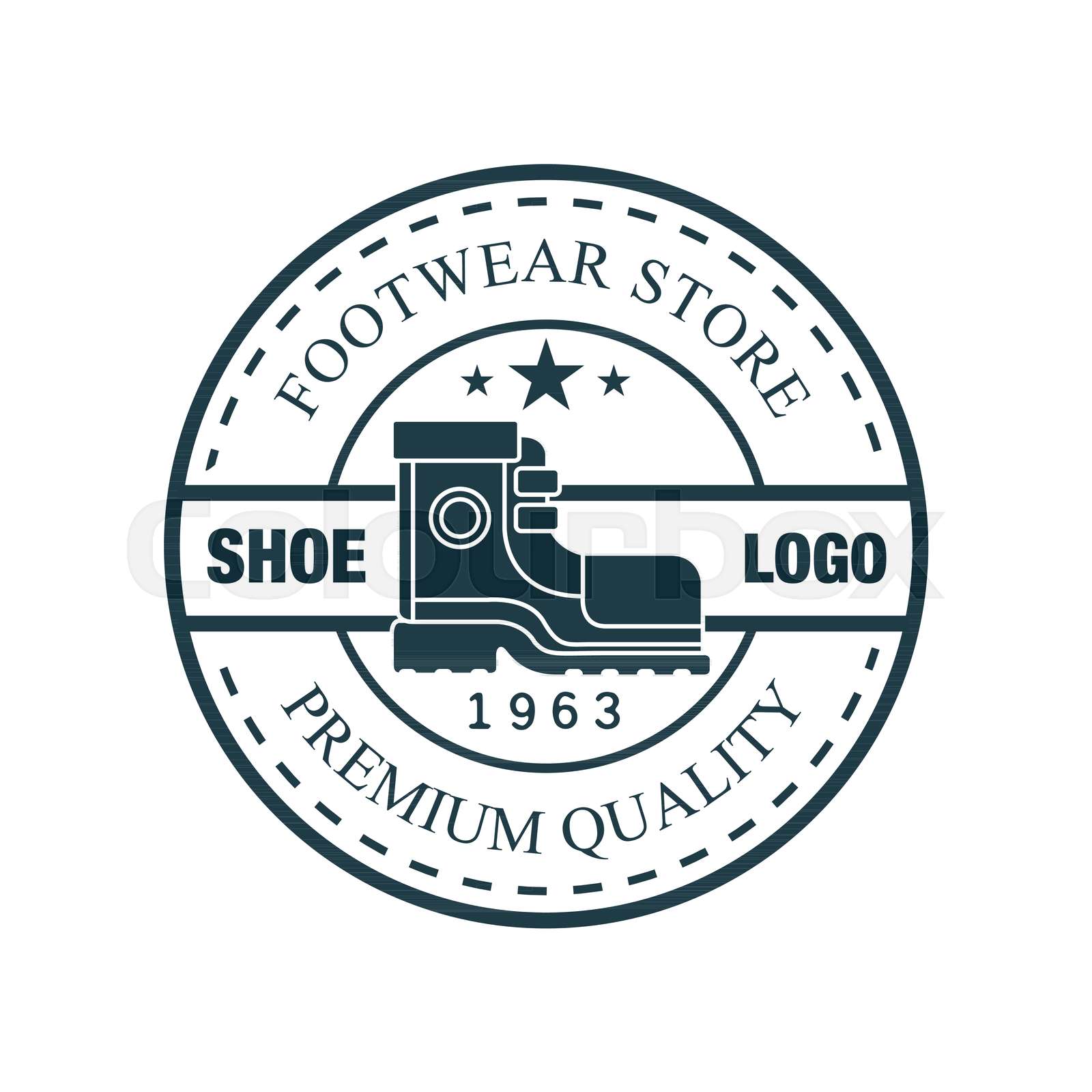 Shoe logo, footwear store premium quality, estd 1963 vintage round ...
