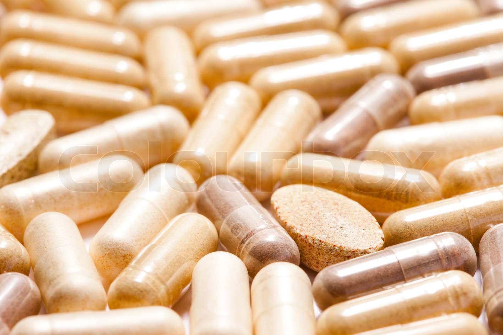 Medicinal pills piled up a bunch of closeup | Stock image | Colourbox