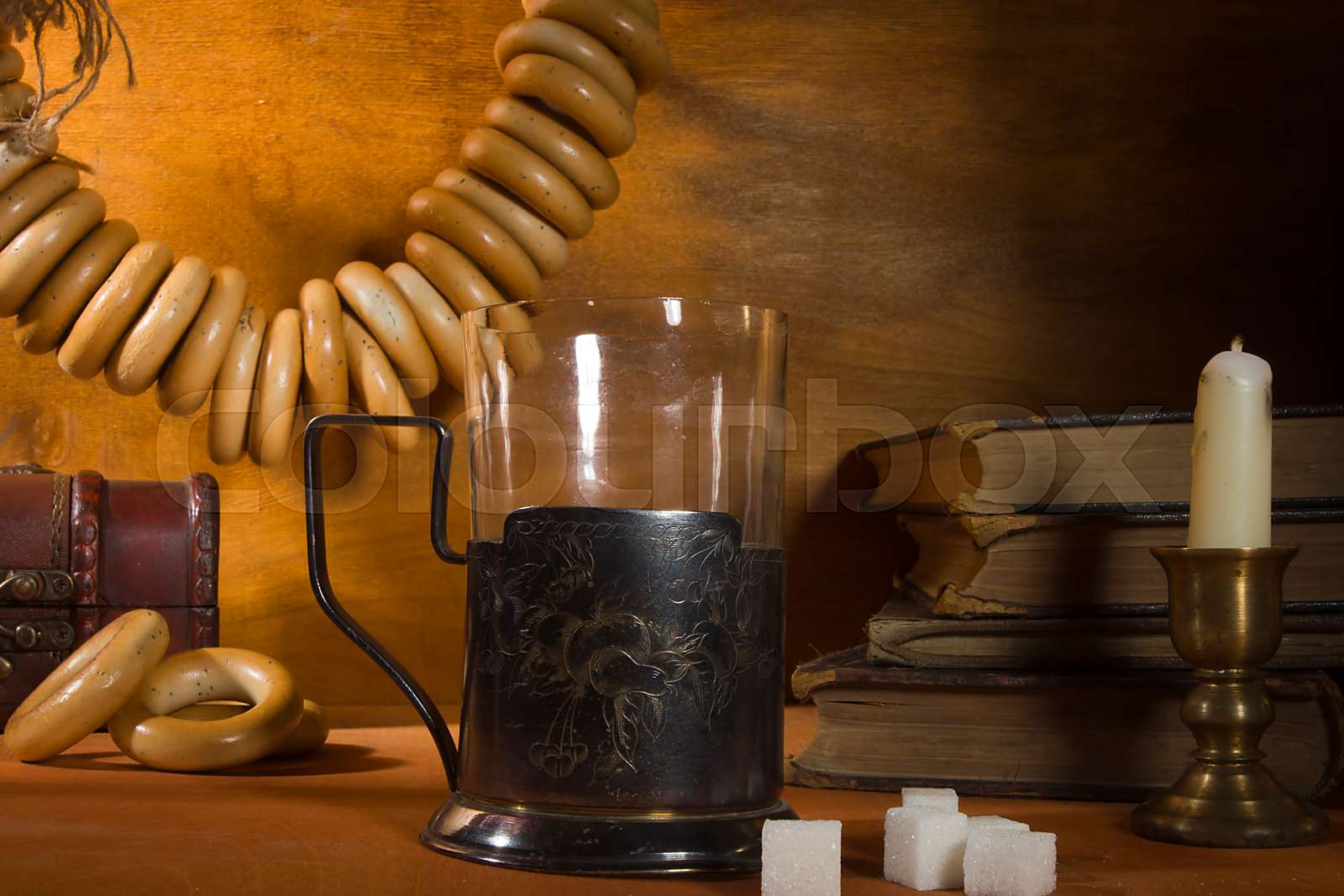 Tea drinking in a vintage style | Stock image | Colourbox