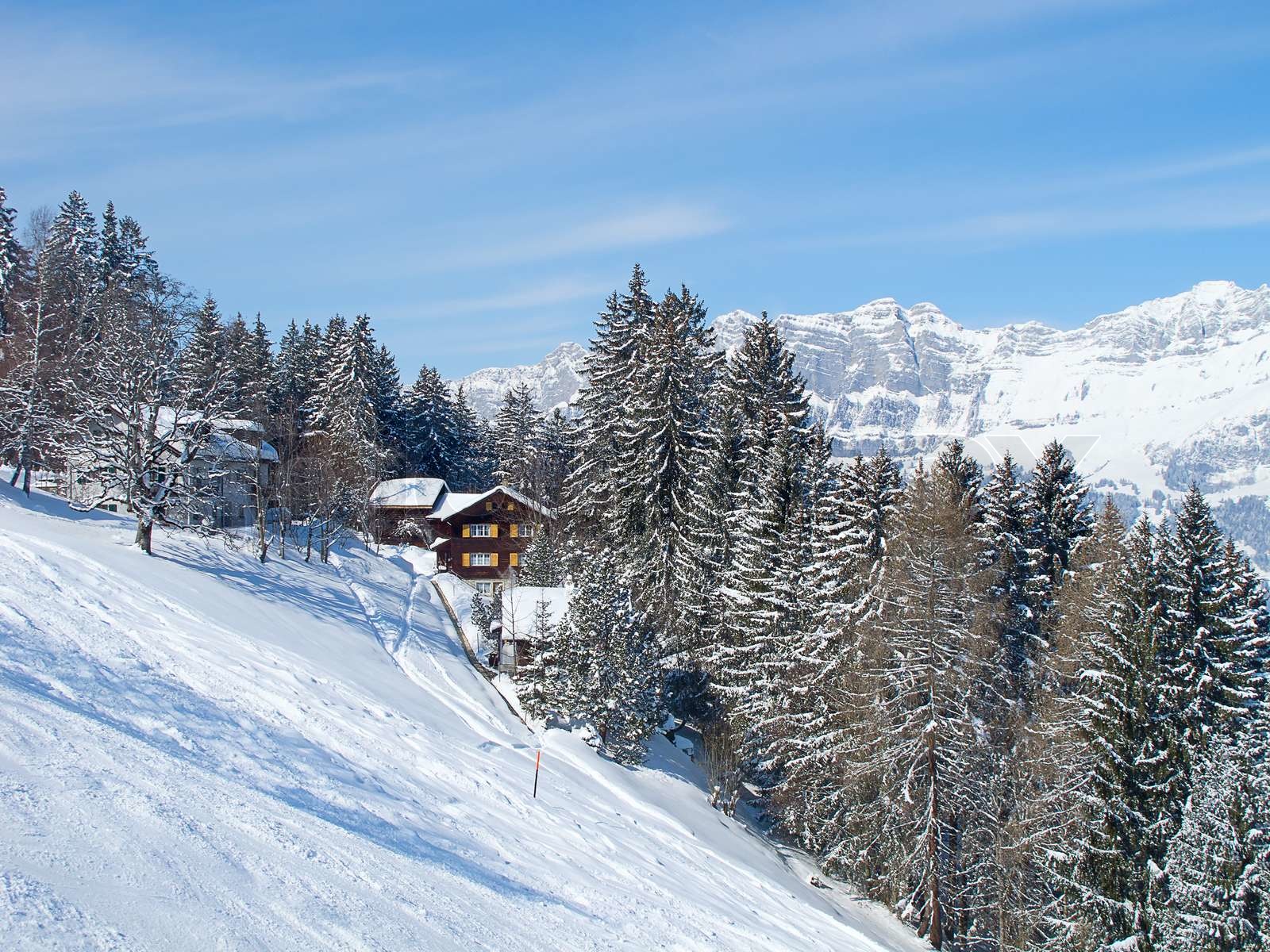 Slope auf das Skigebiet Flumserberg | Stock Bild | Colourbox