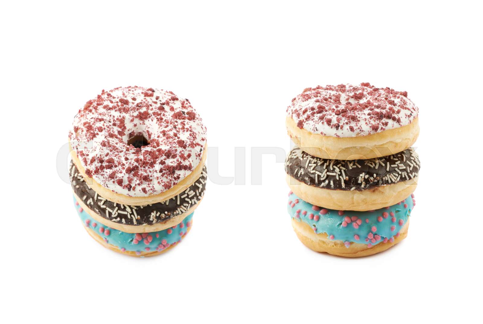Stack of glazed donuts isolated | Stock image | Colourbox