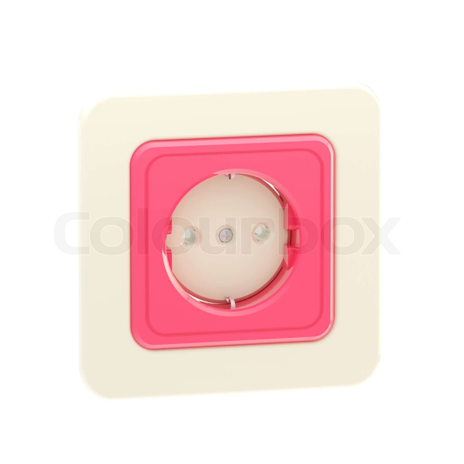 Pink bright plastic socket isolated on white | Stock image | Colourbox