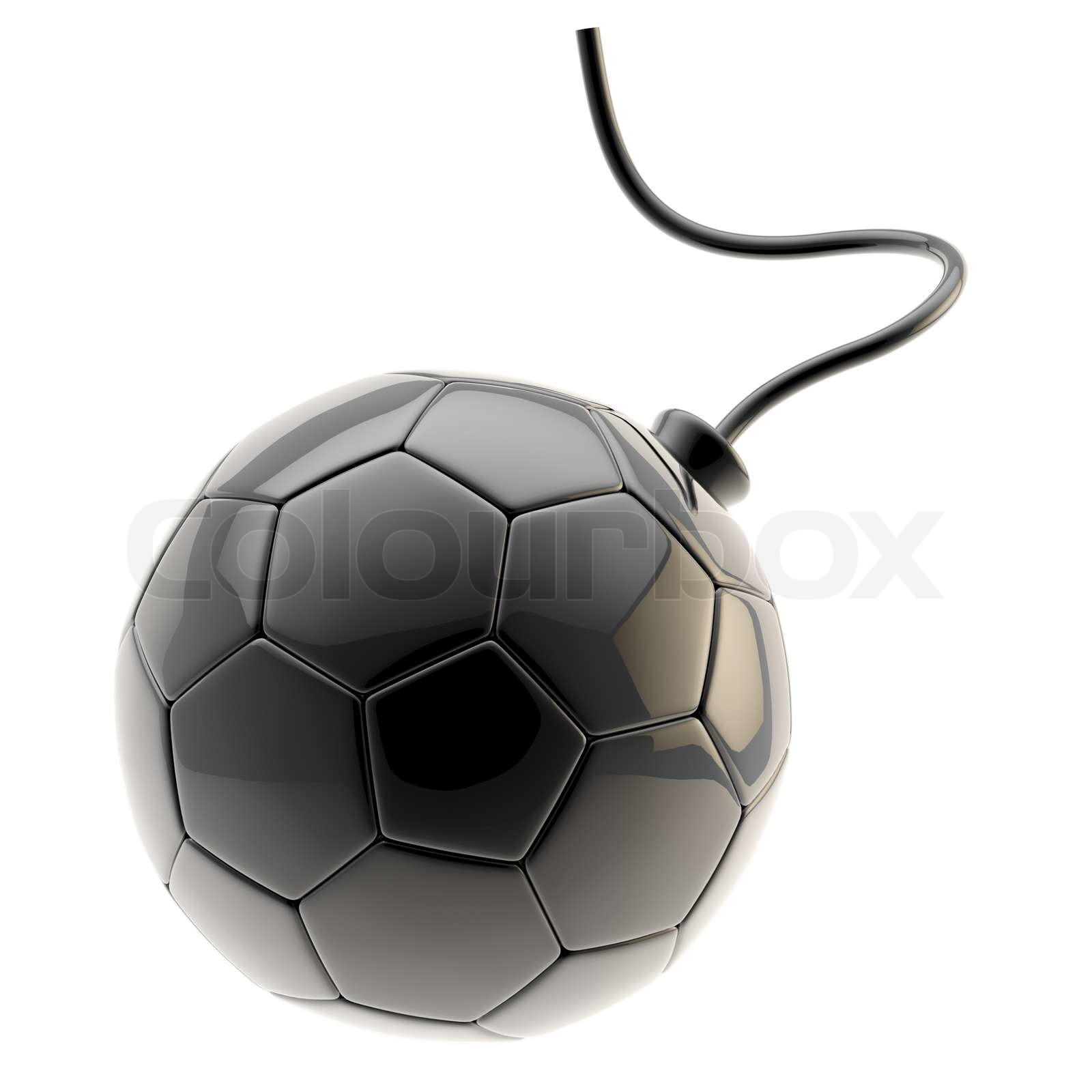 Fodbold bold som en blank sort bombe isoleret på hvidt | Stock foto ...