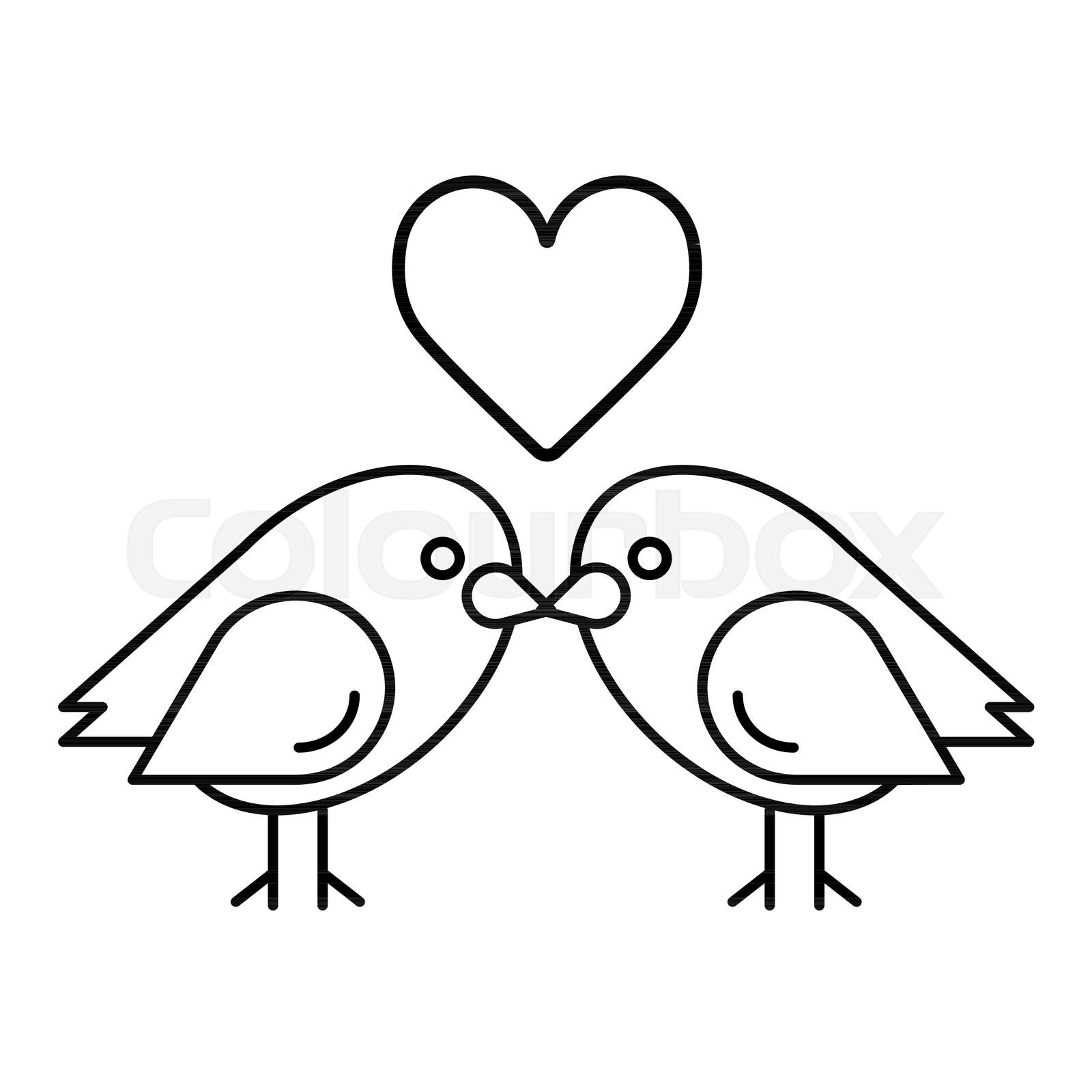 Love birds with heart icon vector, flat sign, outline pictogram ...