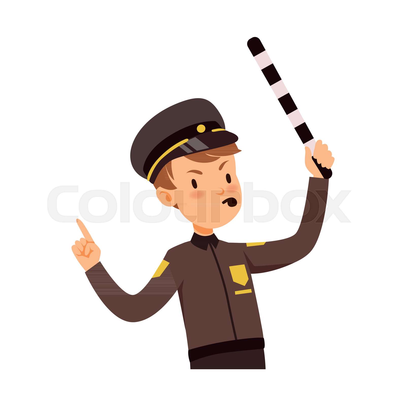 Police officer character managing road traffic, traffic policeman ...