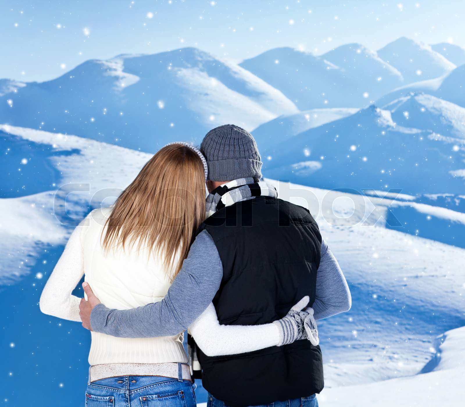 Romantic Couple In Snow