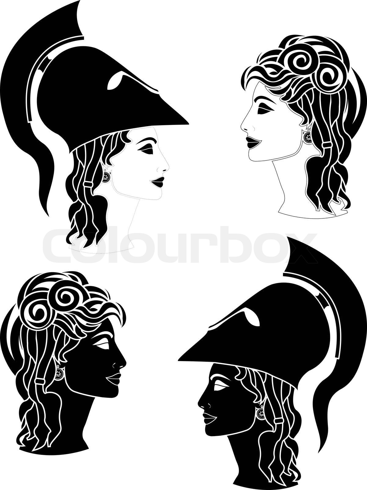 greek woman profiles. vector illustration | Stock vector | Colourbox
