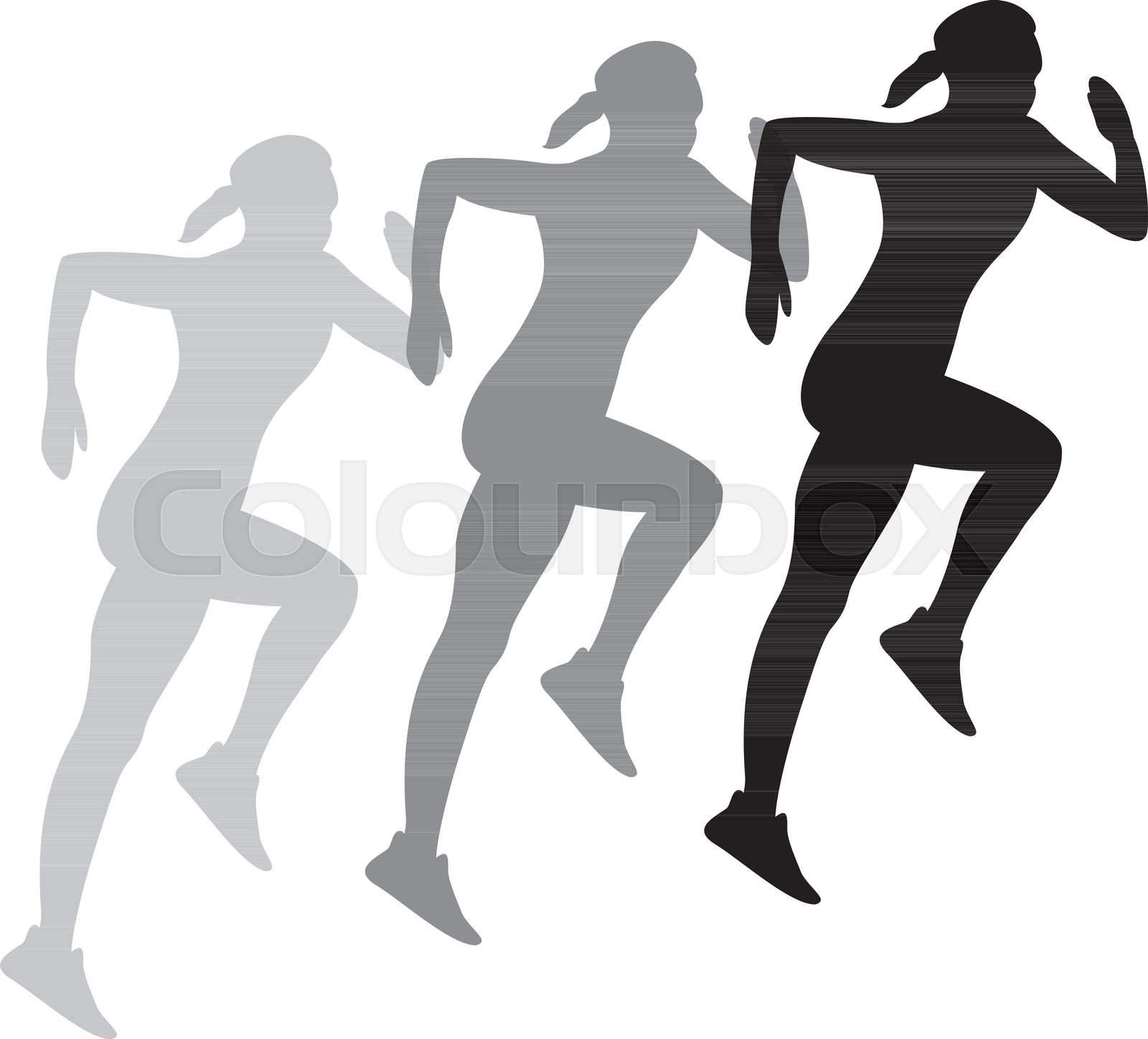 black Silhouette of running girl | Stock vector | Colourbox