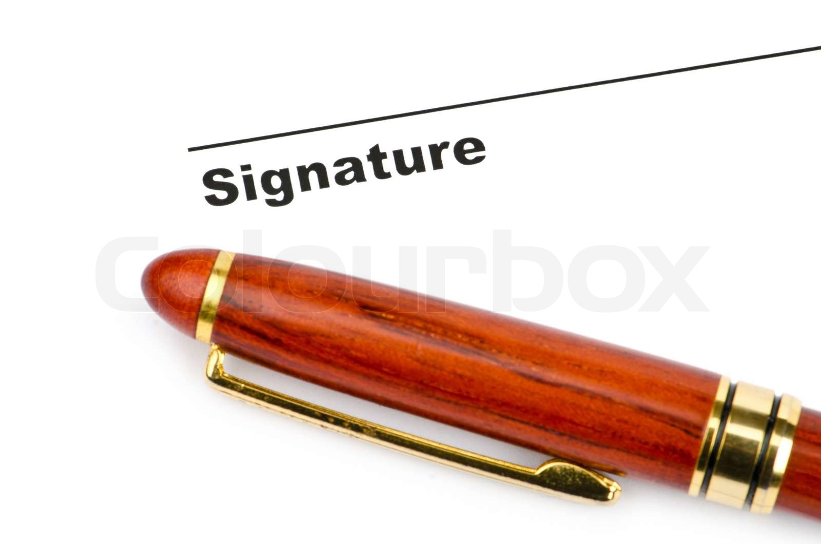 Pen and signature isolated on white | Stock image | Colourbox