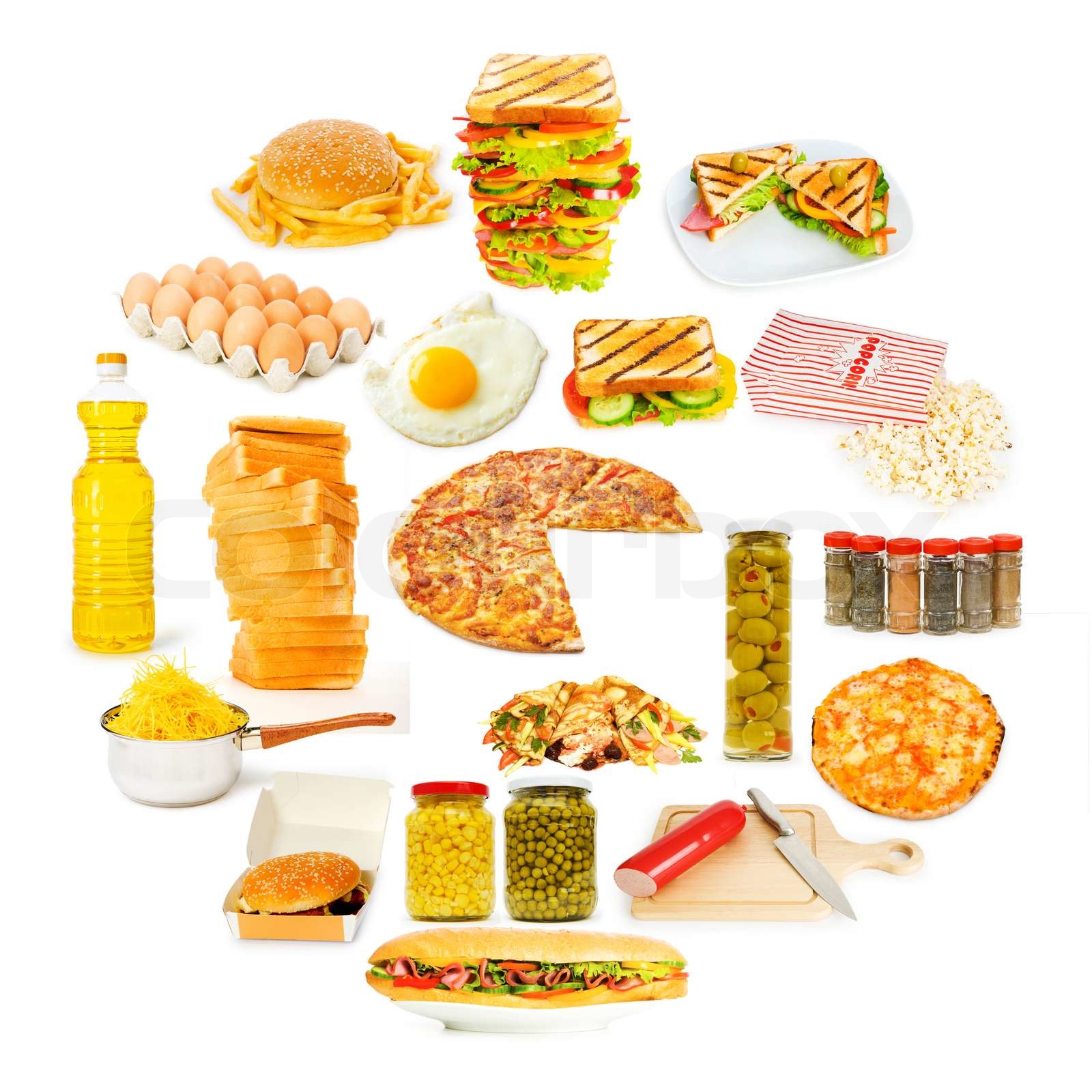 Circle with lots of food items | Stock image | Colourbox