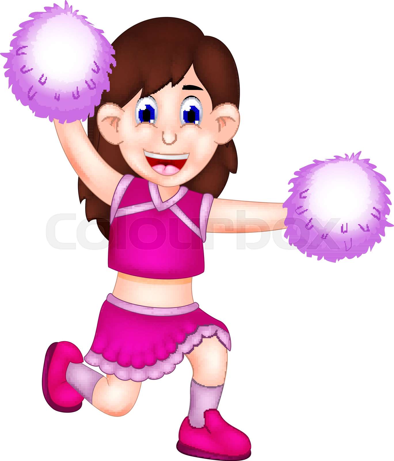 cute cheerleading cartoon posing with smile and waving | Stock vector ...