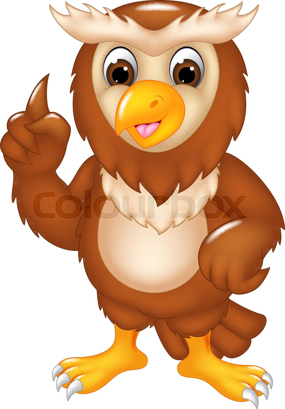 funny owl cartoon standing with laughing and thumb up | Stock vector ...