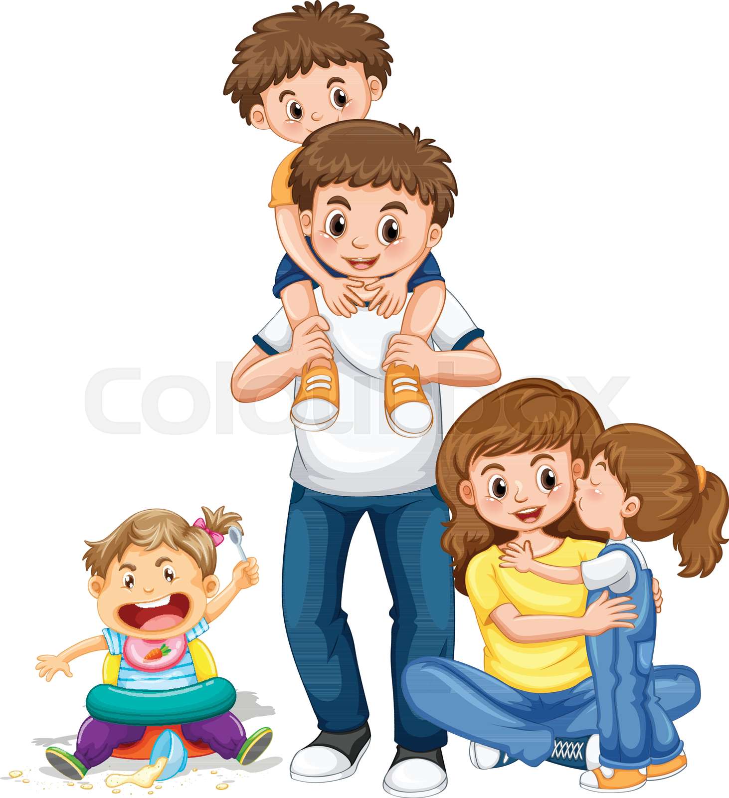 Family with parents and three kids | Stock vector | Colourbox