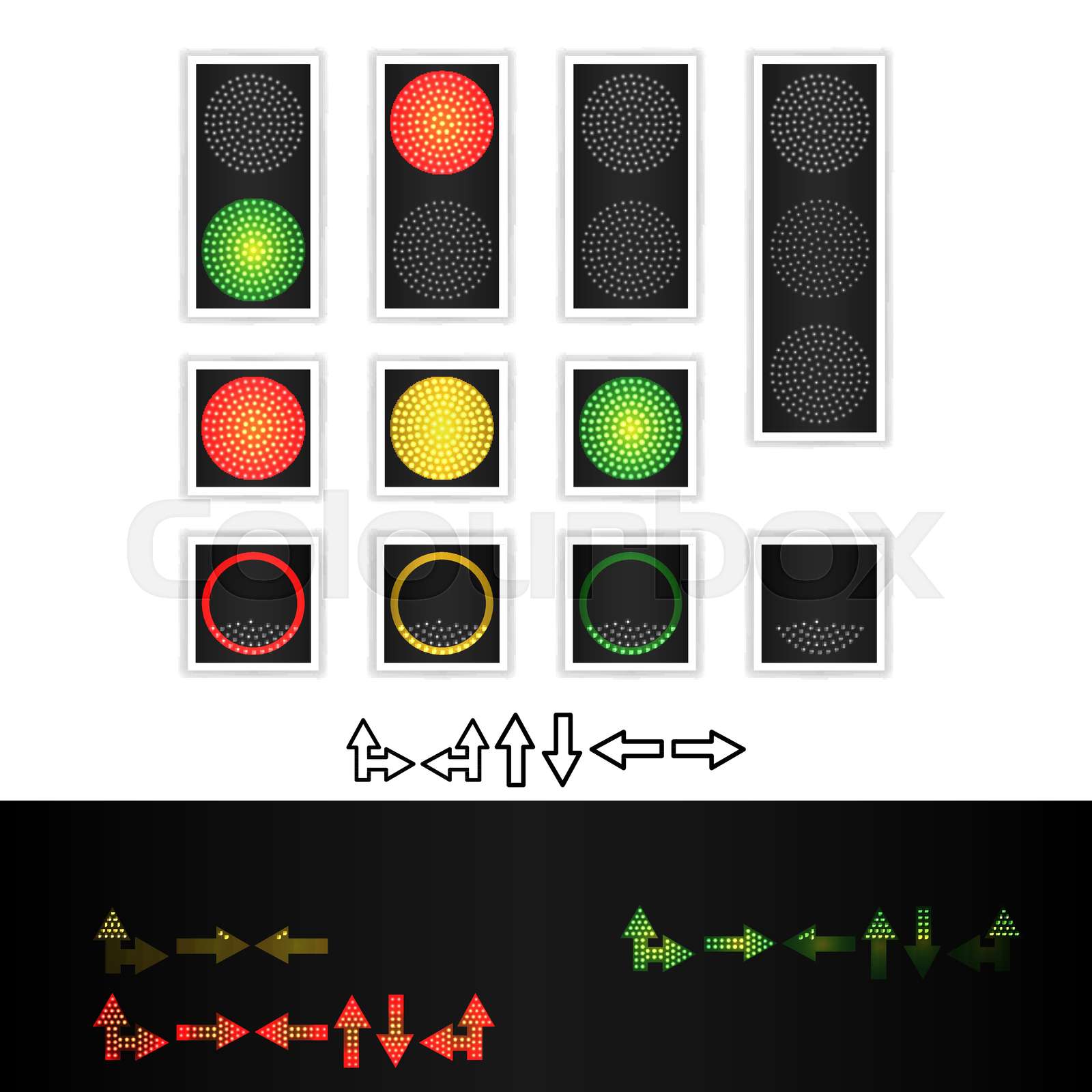 Road Traffic Light Vector. Realistic LED Panel. Sequence Lights Red ...