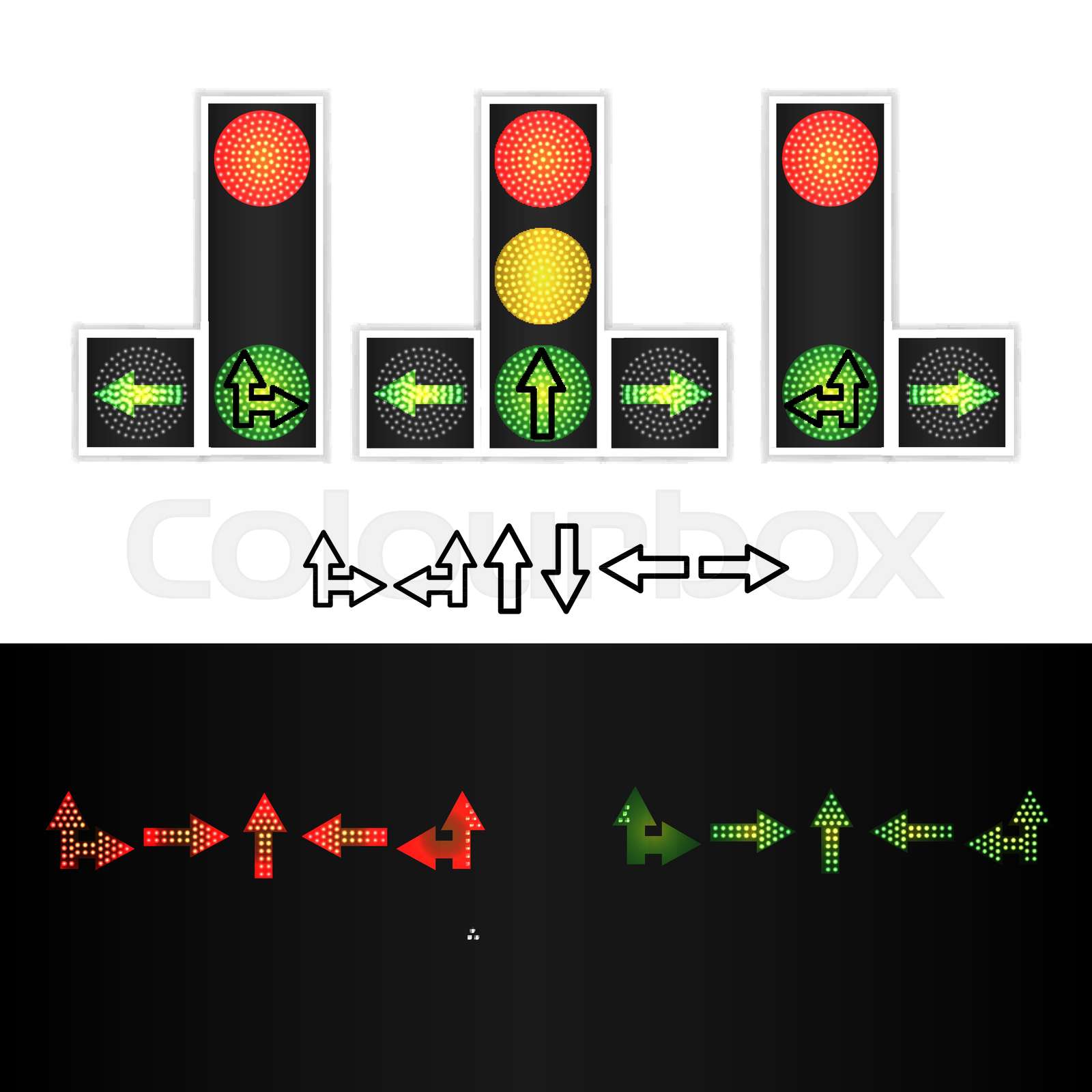 Road Traffic Light Vector. Realistic LED Panel. Sequence Lights Red ...