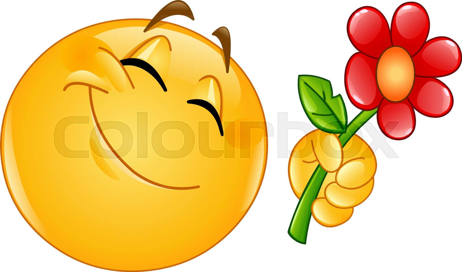 emoticon giving flower | Stock vector | Colourbox