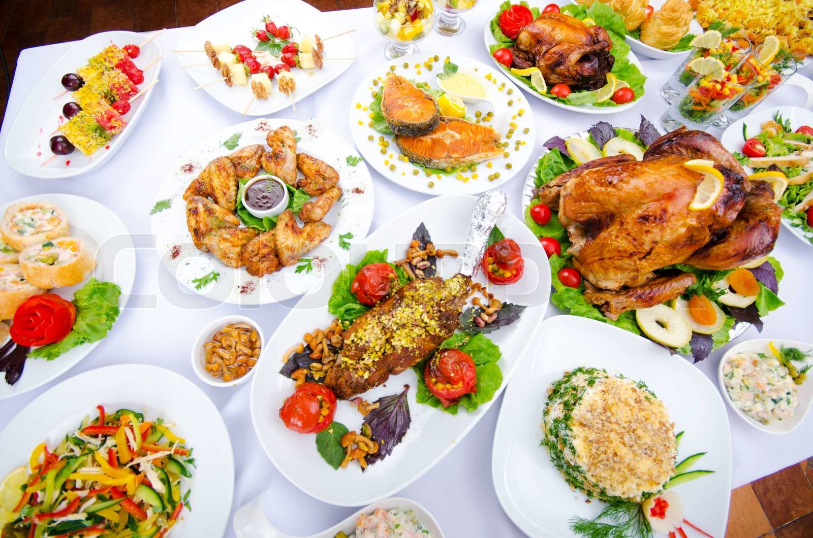 Table served with tasty meals | Stock image | Colourbox