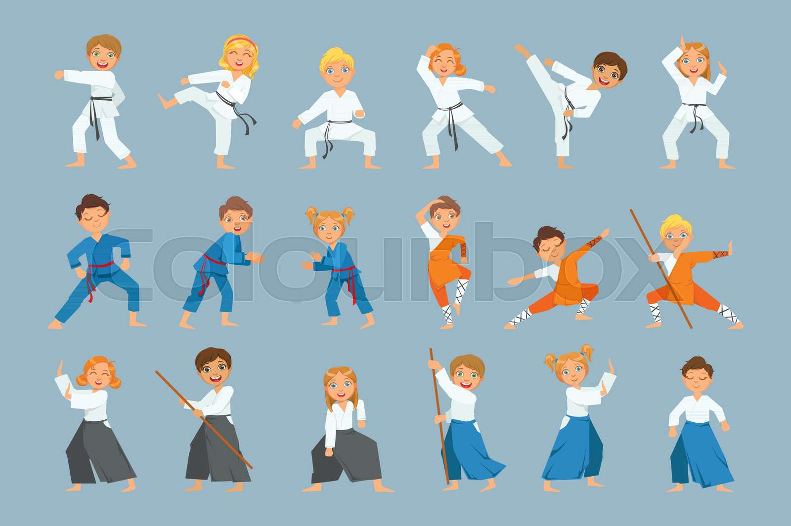 Kids On Martial Arts Training | Stock vector | Colourbox