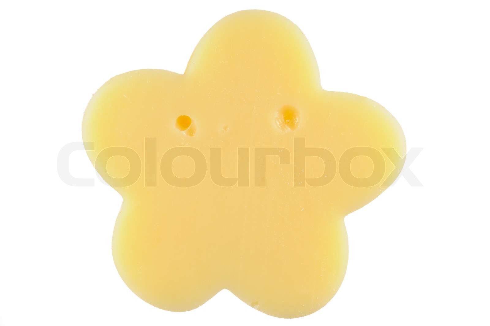 Flower-Shaped Piece of Cheese Isolated on White Background | Stock ...